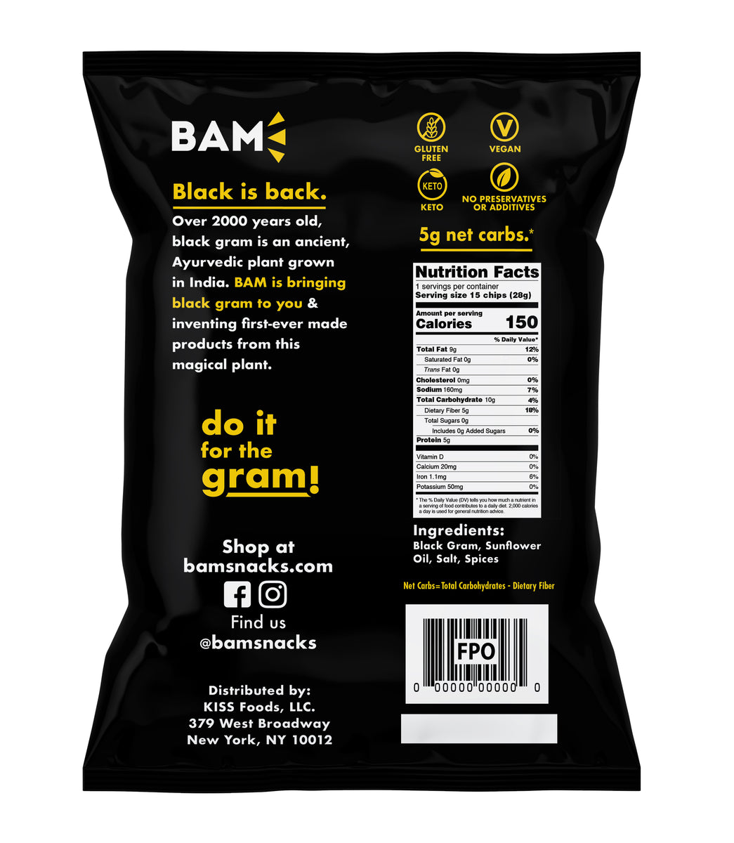 BAM Snacks - Black Gram Chips - Sea Salt (6 pack) – BAM Snacks | The ...